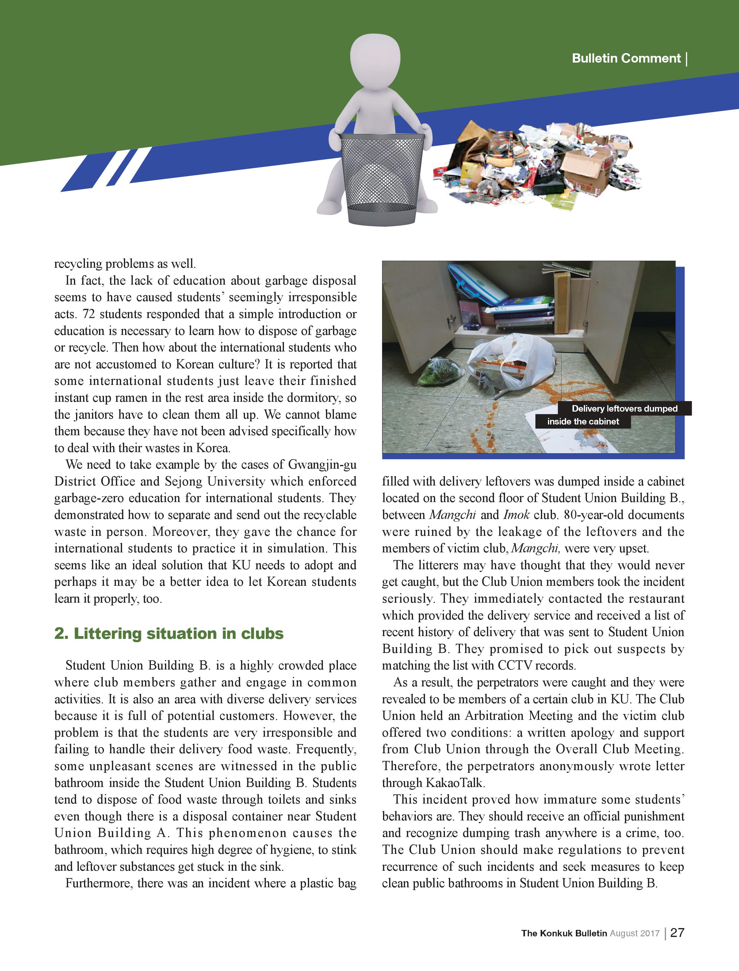 [Bulletin Comment] A Look at Garbage Disposal Problems in KU - KU 미디어 ...